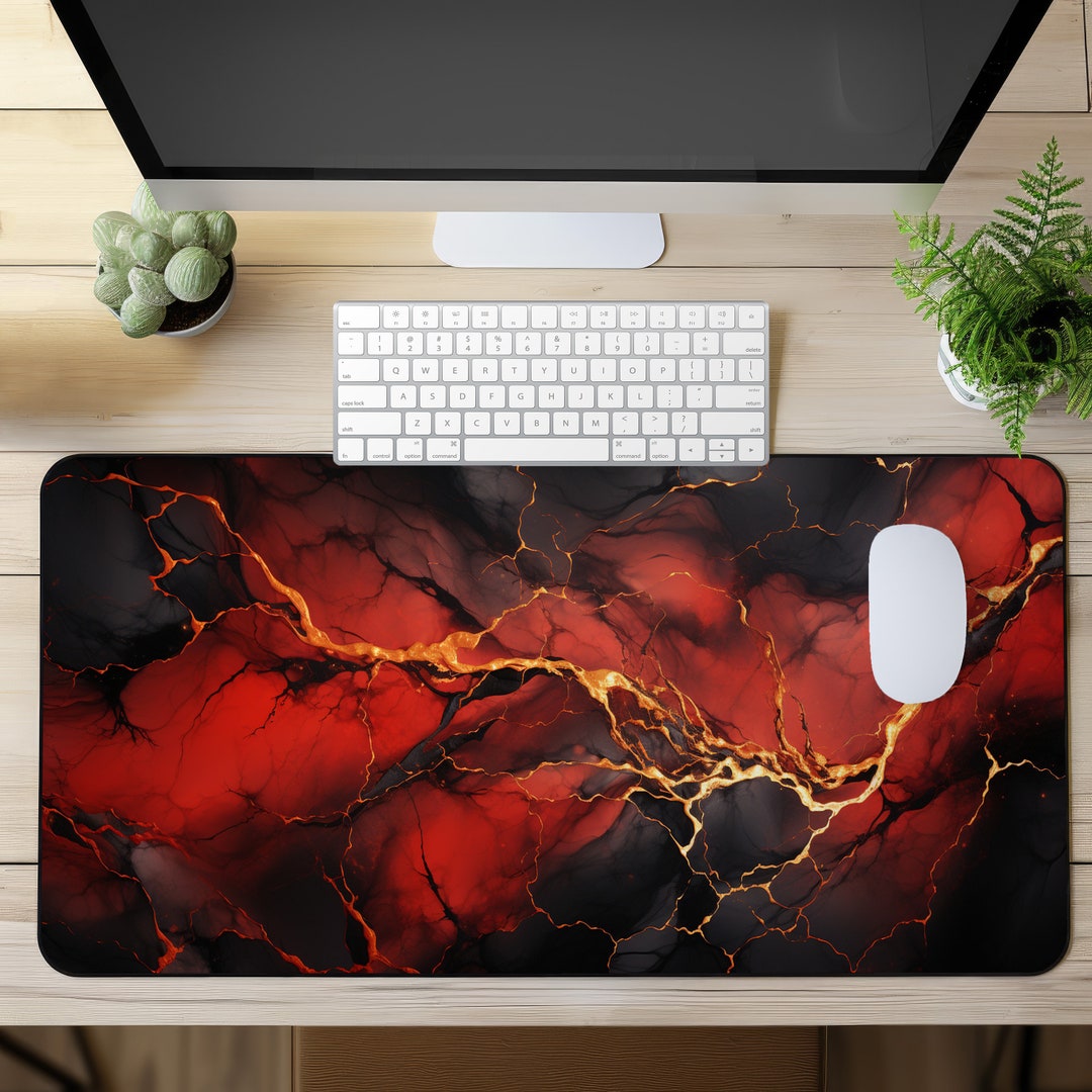 Black Red Marble Gaming Mouse Pad – Marble Texture Mouse Mat - Large ...