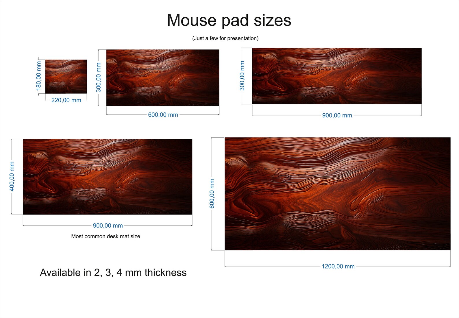 Mahagony Wood Gaming Mouse Pad – Wooden Mouse Mat - Large Gaming Mouse ...