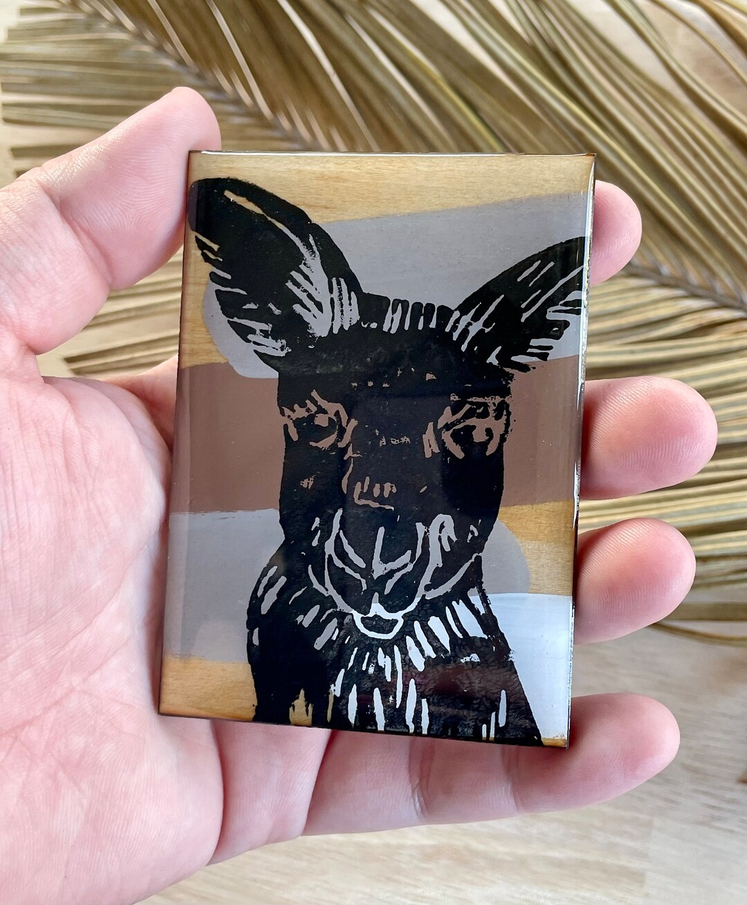 Kangaroo Aussie Animal Lino Print Magnet - Etsy