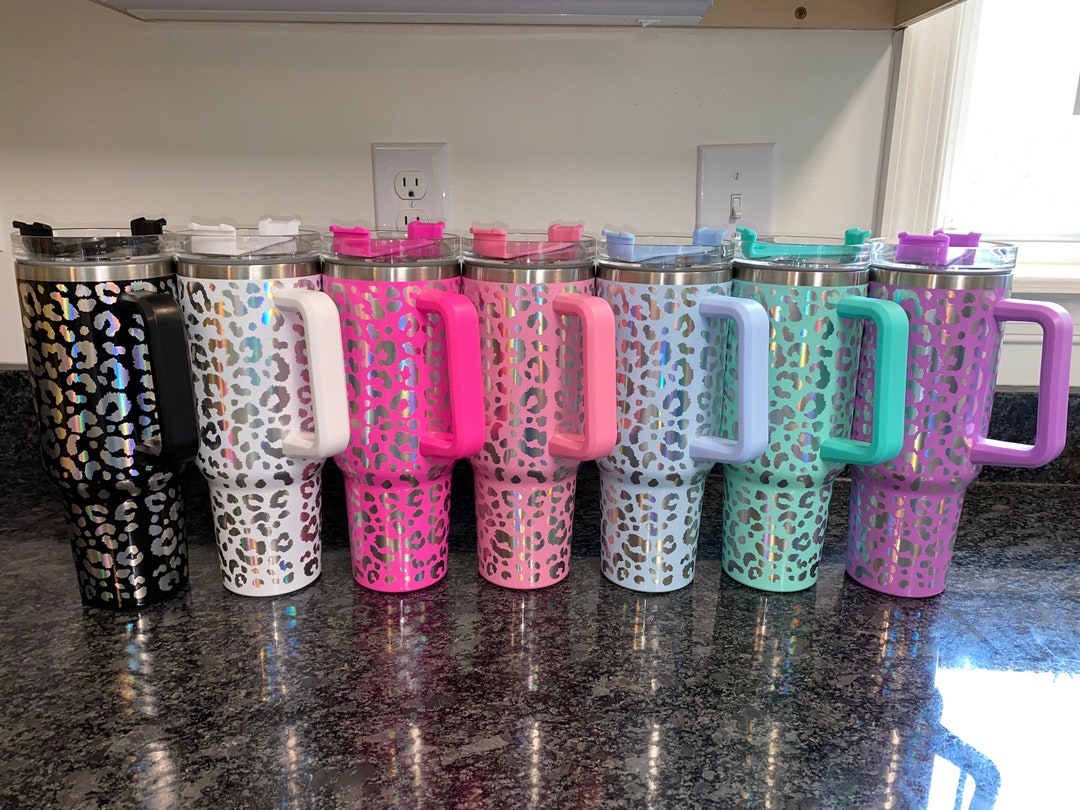 40oz Handled Tumbler/ Cheetah Print/ Stanley Dupe/ Great Gift/ - Etsy