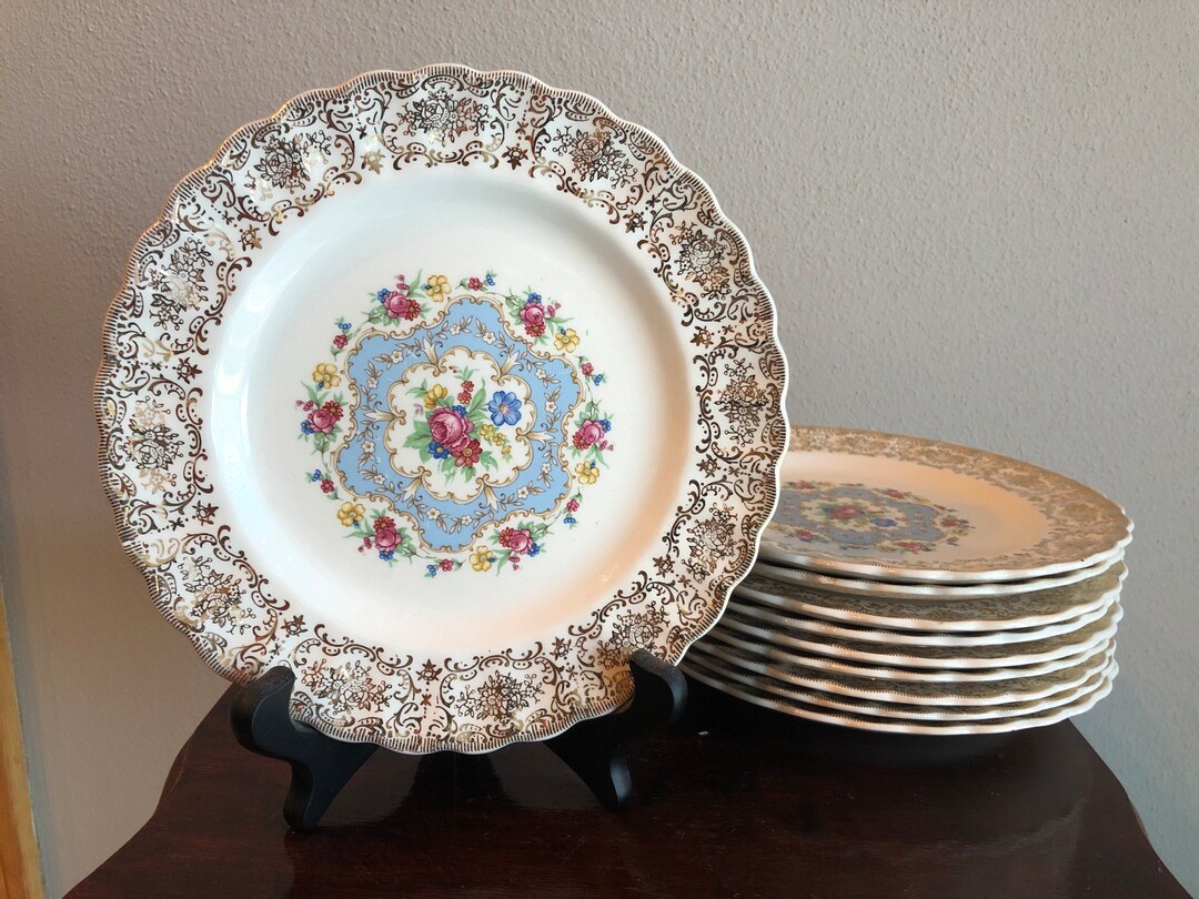 American Limoges Lyric 22 K Gold 7” Salad Dessert Plates (set of 10 ...