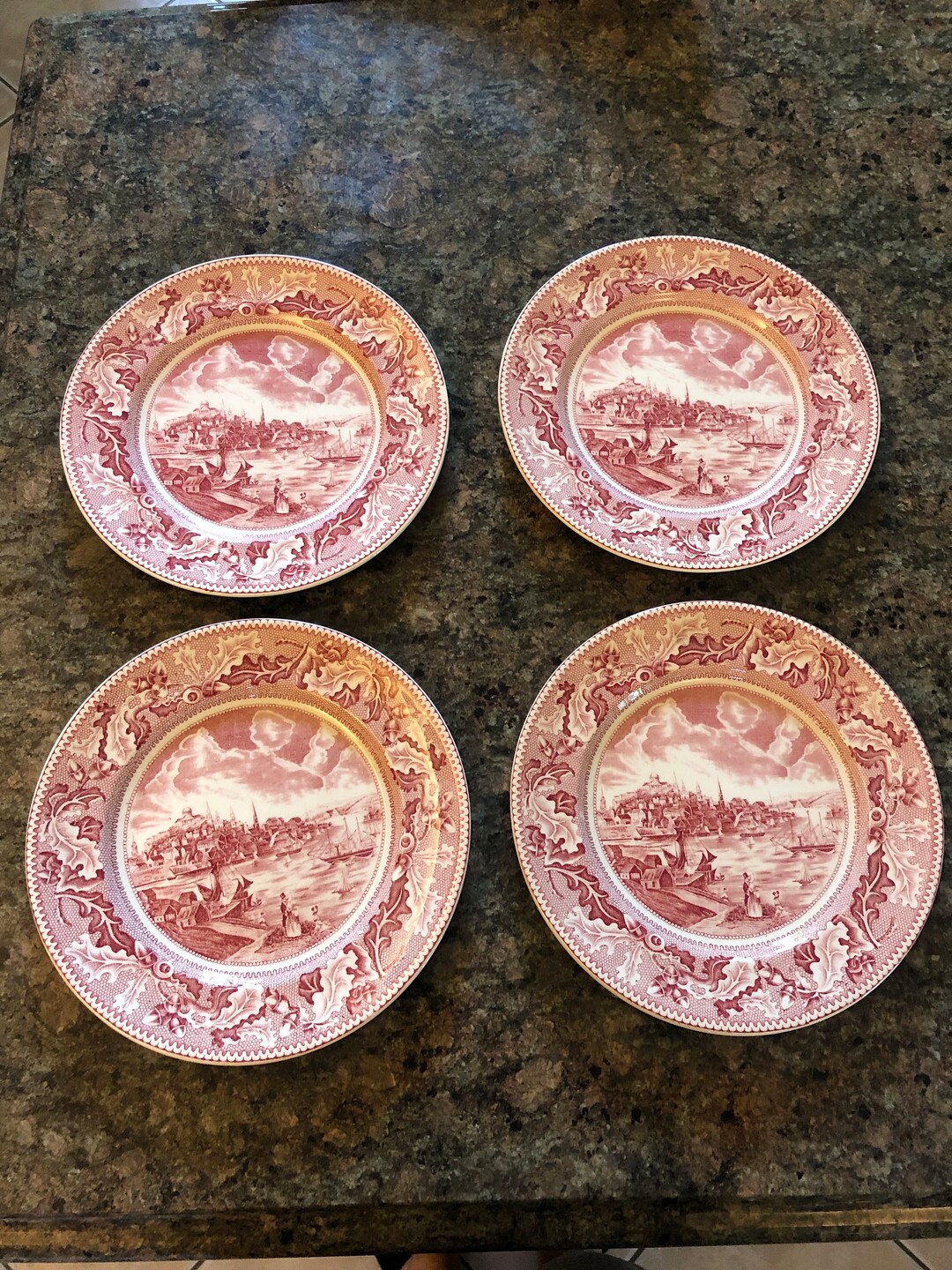4 Johnson Brothers Historic America Pink View of Boston Mass. Dinner ...