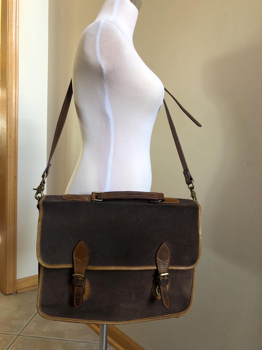 G H Bass Suede and Leather Laptop Messenger Briefcase Shoulder Bag - Etsy