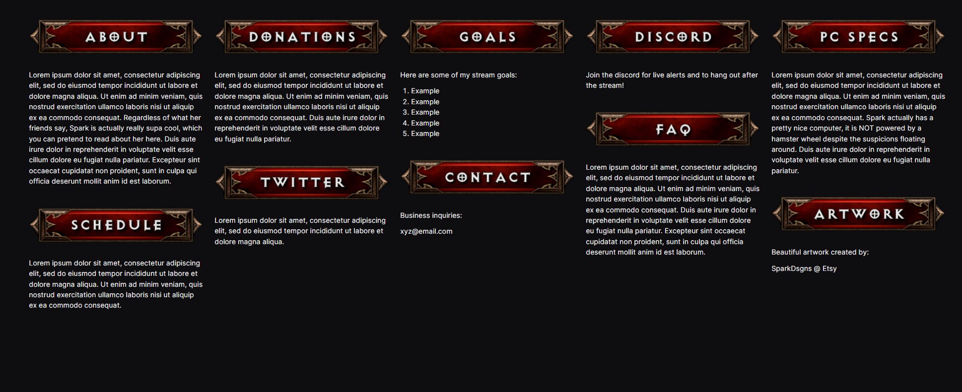 Diablo Rustic | 30 Panels | Twitch - Kick - Youtube | Streaming - Etsy