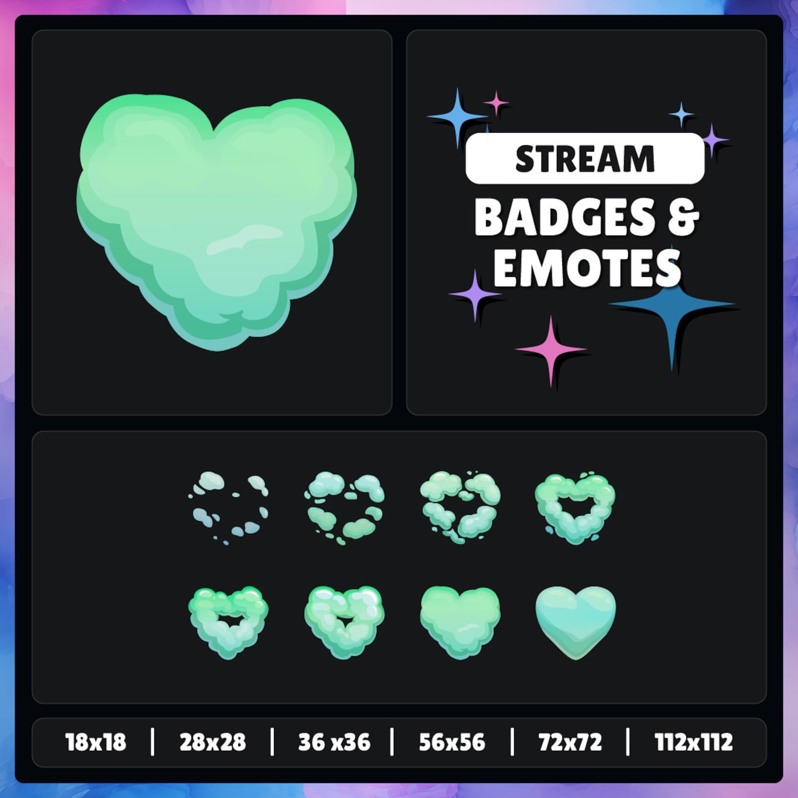 Cloud Heart | Jade | Twitch - Youtube - Discord - Kick | Sub Badges ...