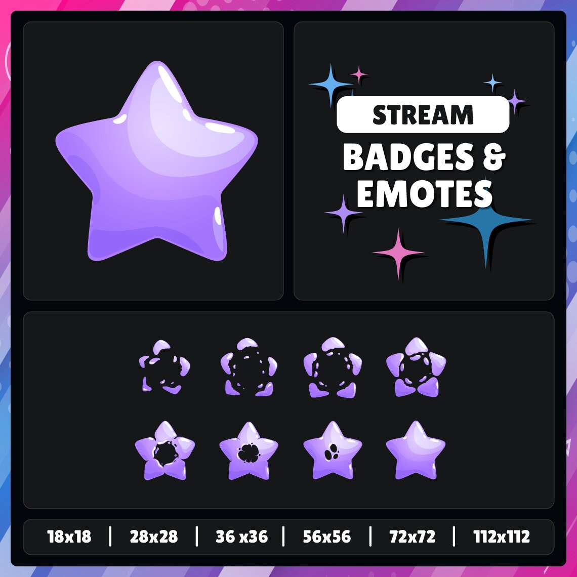 Star Blobs | Purple | Twitch - Youtube - Discord - Kick | Sub Badges ...
