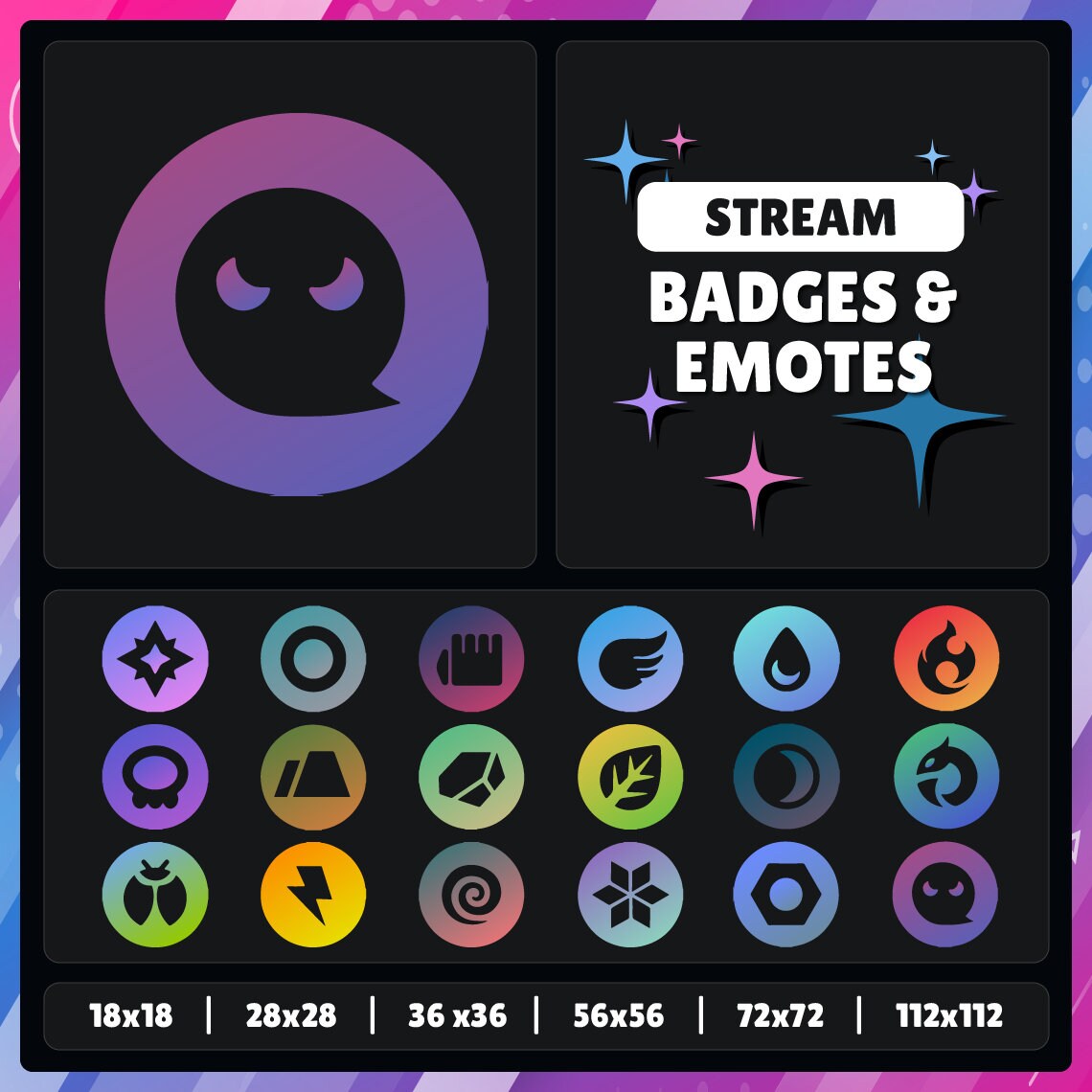 Pokemon Types | Original & Gradient Included | Twitch - Youtube ...