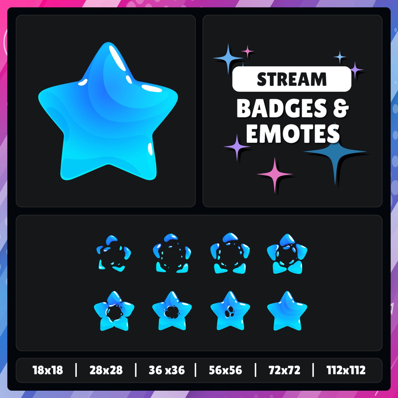 Star Blobs | Blue | Twitch - Youtube - Discord - Kick | Sub Badges ...