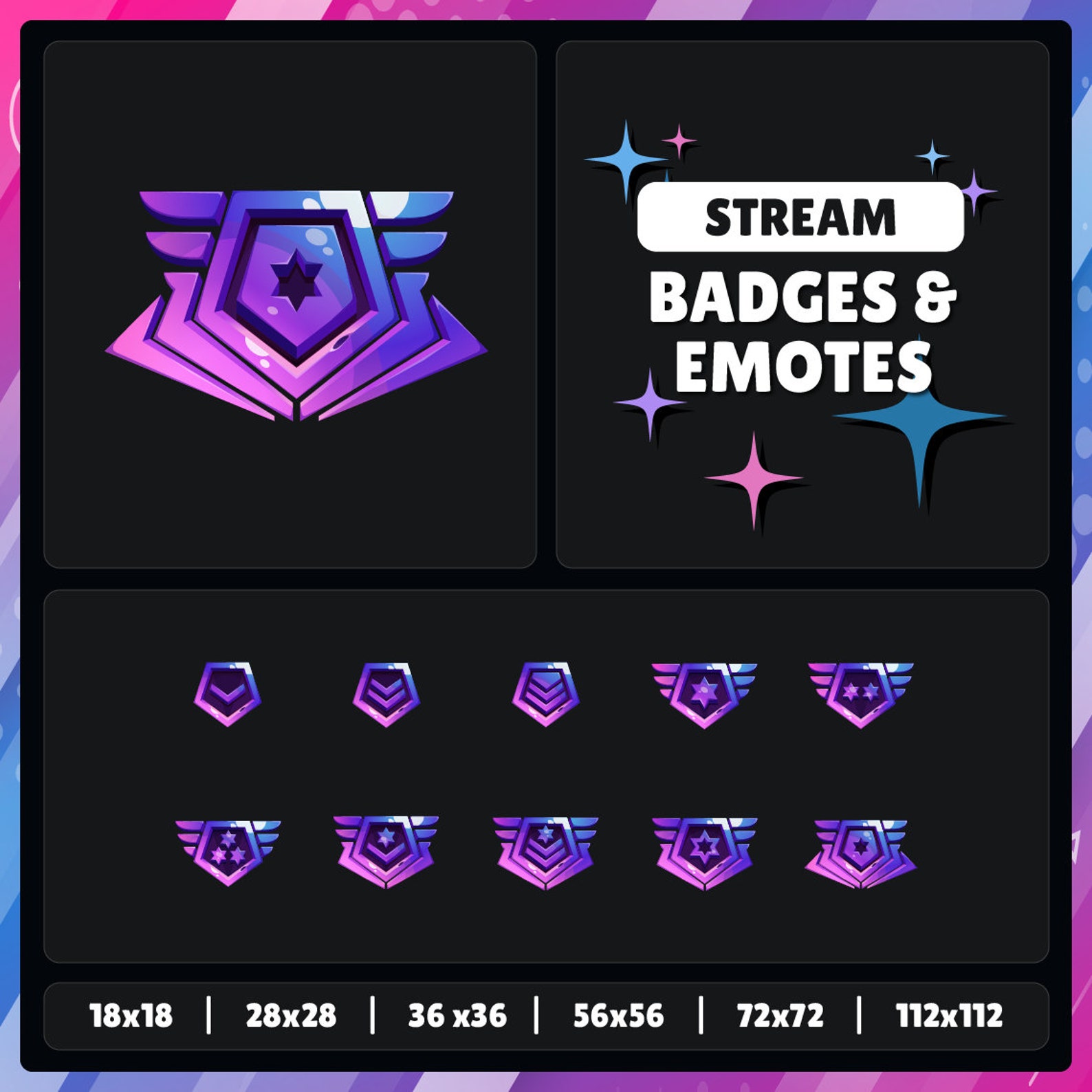 Military Badge | Rank | Purple | Twitch - Youtube - Discord - Kick ...