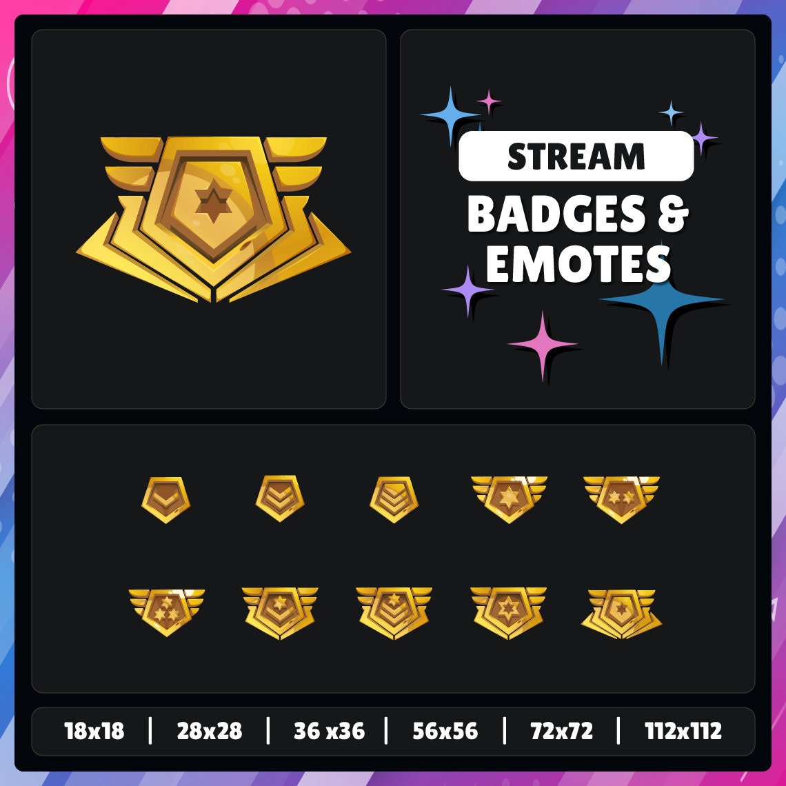 Military Badge | Rank | Gold | Twitch - Youtube - Discord - Kick | Sub ...