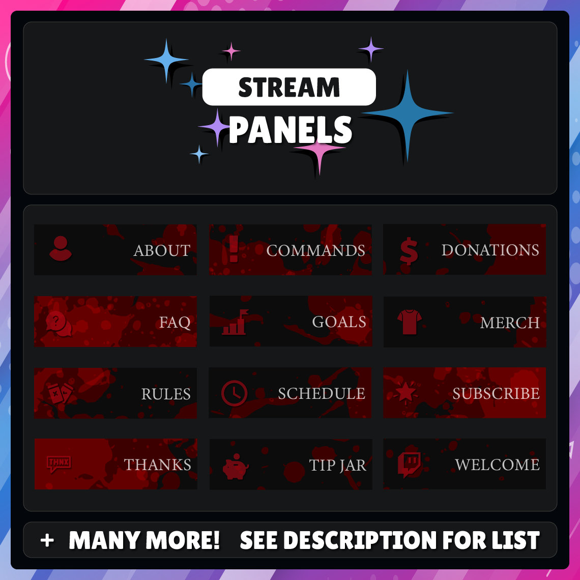 Blood Splatter | 30 Panels | Unique Designs | Twitch - Kick - Youtube ...