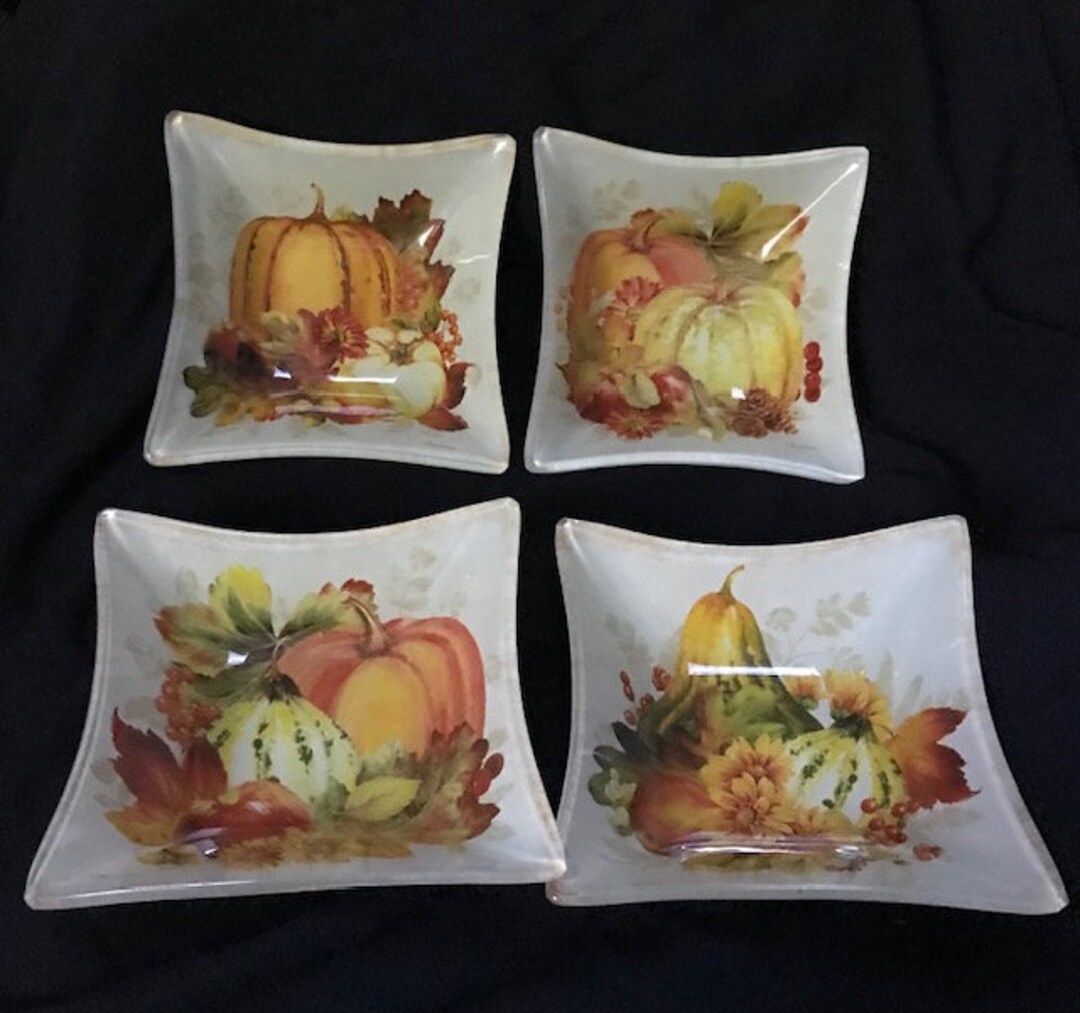 Set of 4 Prima Designs Autumn Pumpkin Dishes Bowls Glass - Etsy