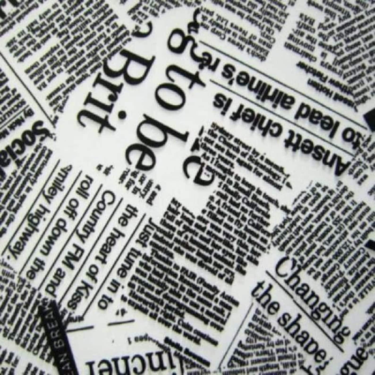 Newspaper Print on Nylon Spandex, 4 Way Stretch, Multi-colored - Sold ...