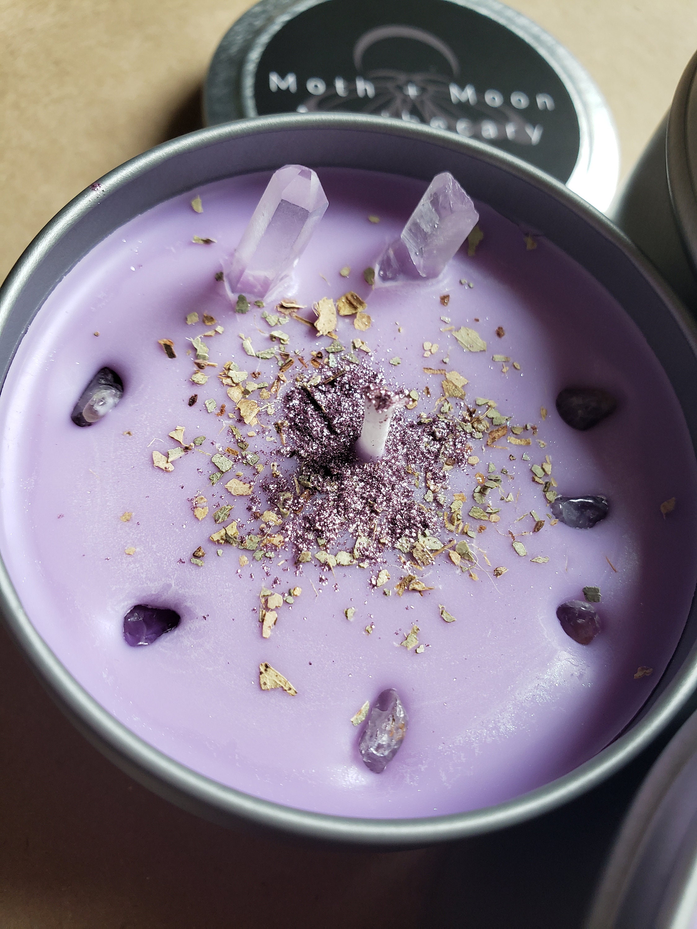 TRIPLE MOON Intention Candle Candles with Crystals Soy | Etsy