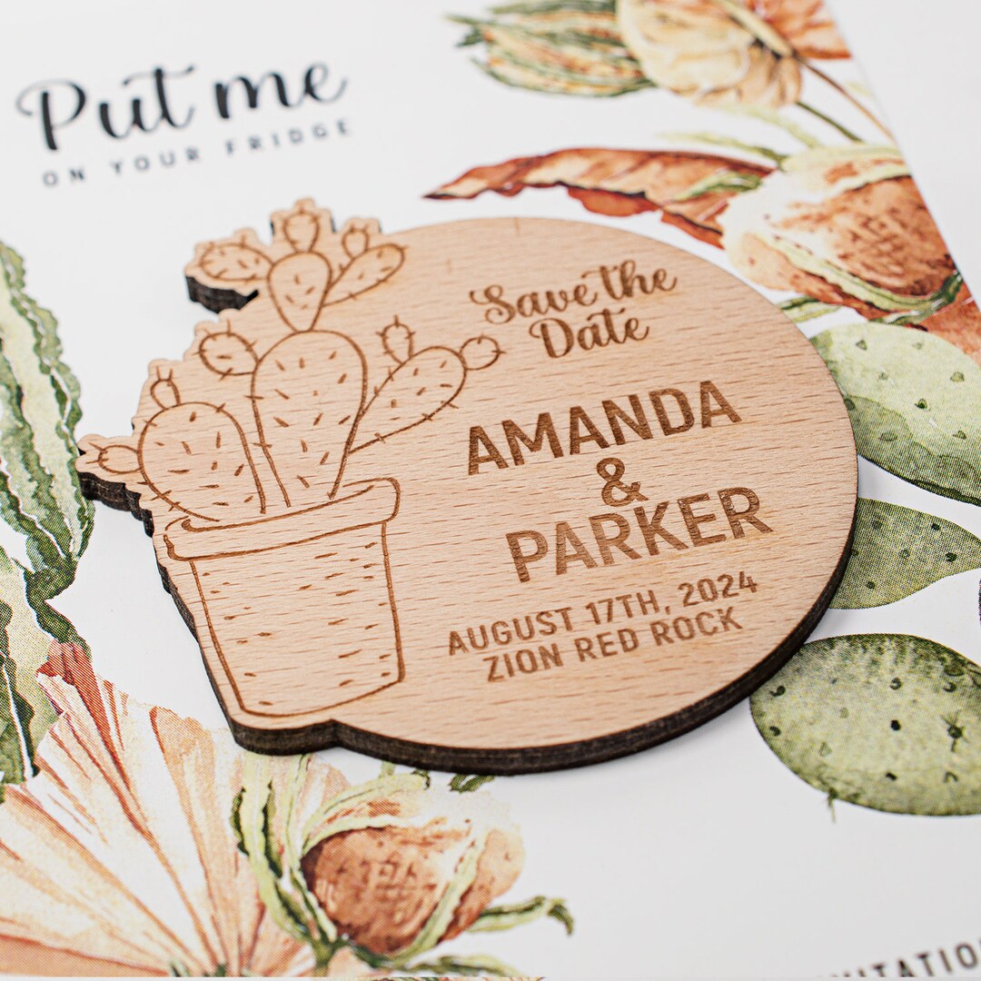 Cactus Save the Date Magnet, Capitol Reef Wedding Favor, Rustic Wedding ...