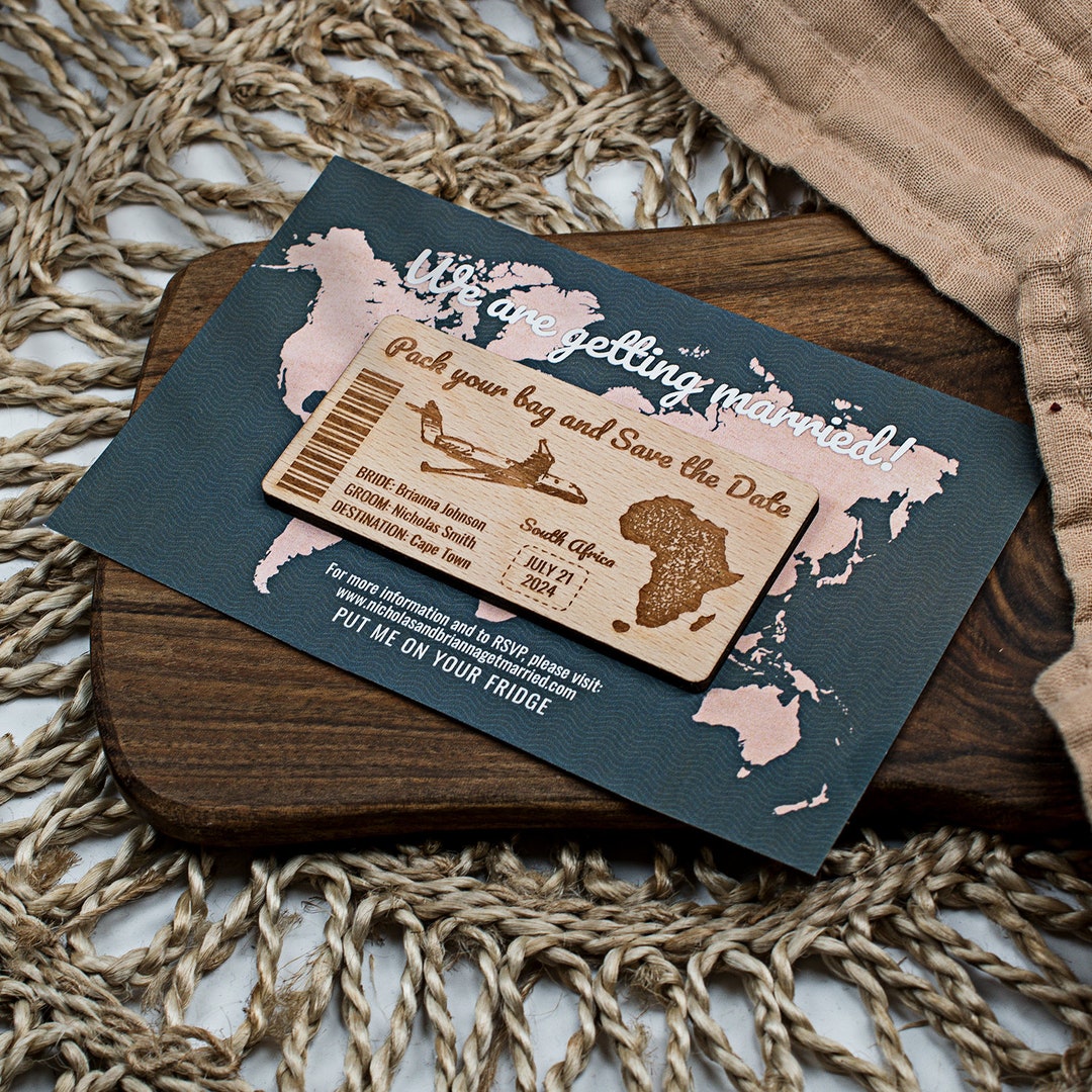 Destination Wooden Save the Date Magnets With Cards Wood Wedding ...