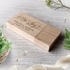 Wooden USB 3.0 Wedding Flash Drive Personalized Custom Engraved 64GB ...