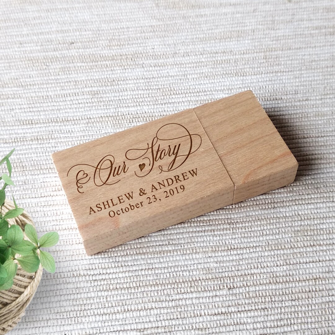 Wooden USB 3.0 Wedding Flash Drive Personalized Custom Engraved 64GB ...