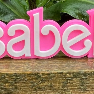 Custom Pink Doll Sign, Personalised Name Plate, Bedroom Sign, Shelf ...