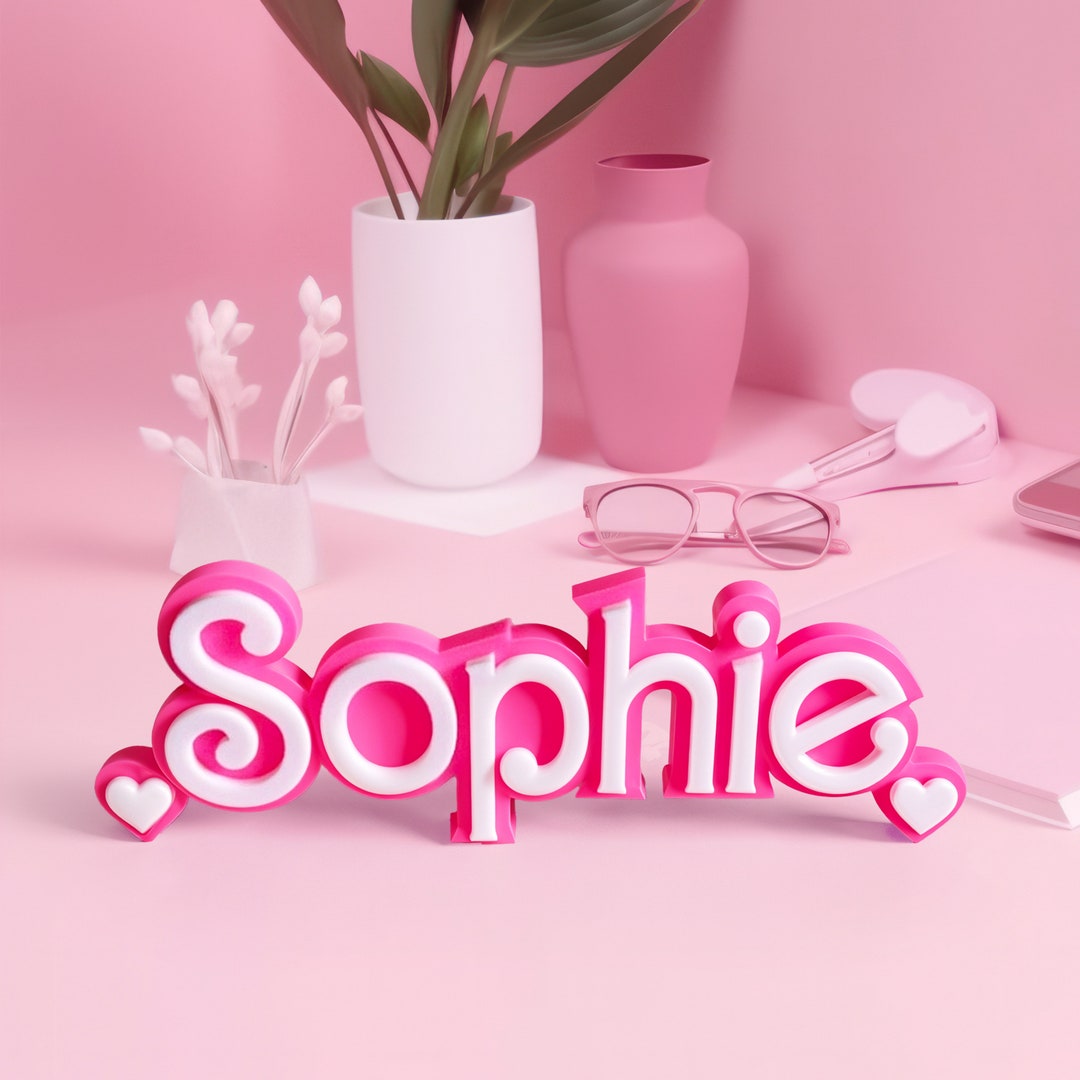 Pink Doll Fan Custom Name - Name Plate - Desk Display - Gift for ...