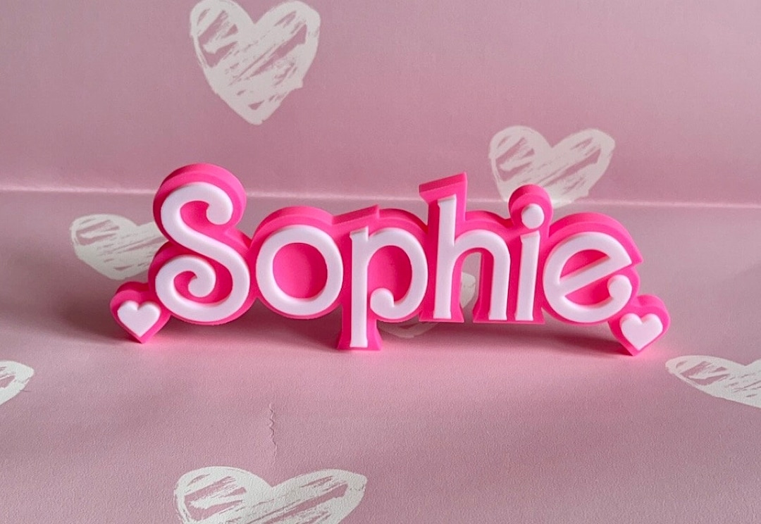 Custom Pink Doll Sign, Personalised Name Plate, Bedroom Sign, Shelf ...