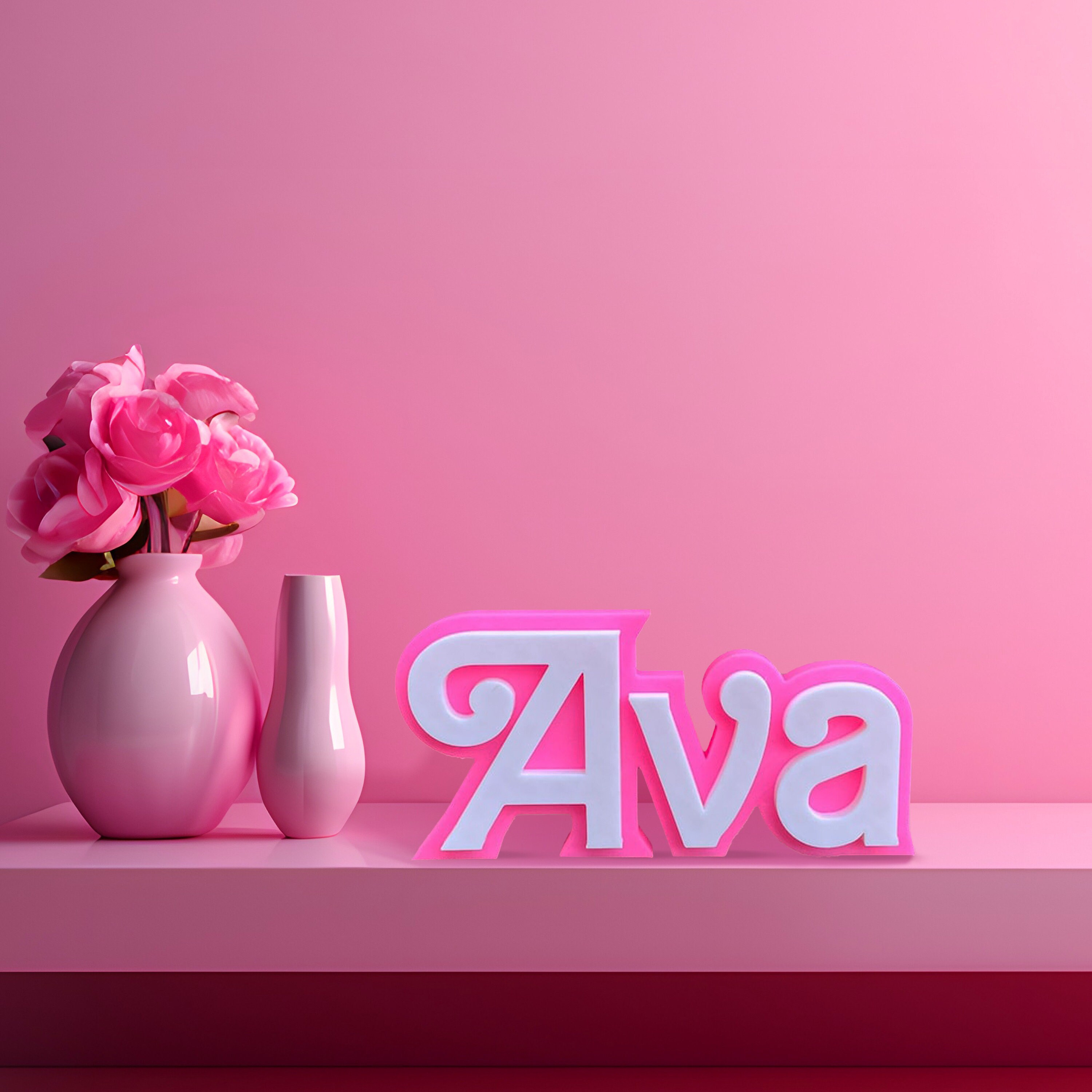 Pink Custom Name Plate: 3D Printed Desk Decor - Gift for Doll Fan ...