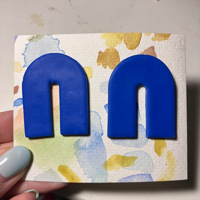 Large Arches in Cobalt Blue Polymer Clay Earring Simple Clay Earrings ...