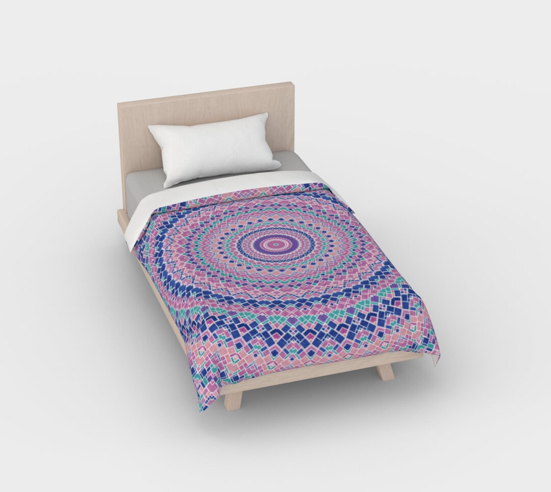 Colorful Jewel Tone Mondrian Mandala Cotton Sateen Duvet Cover, Twin ...
