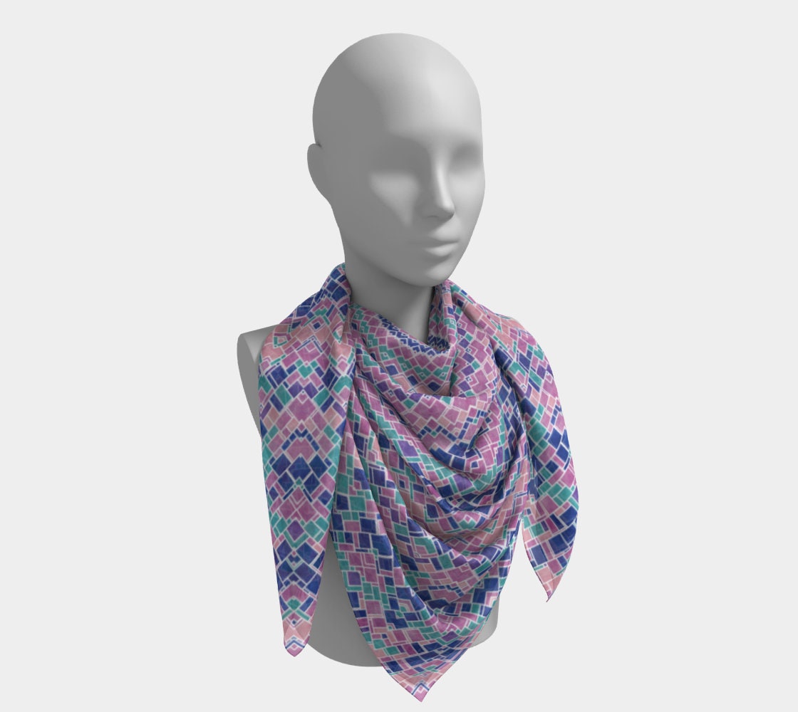 Colorful Jewel Tone Mondrian Mandala Scarf - Etsy