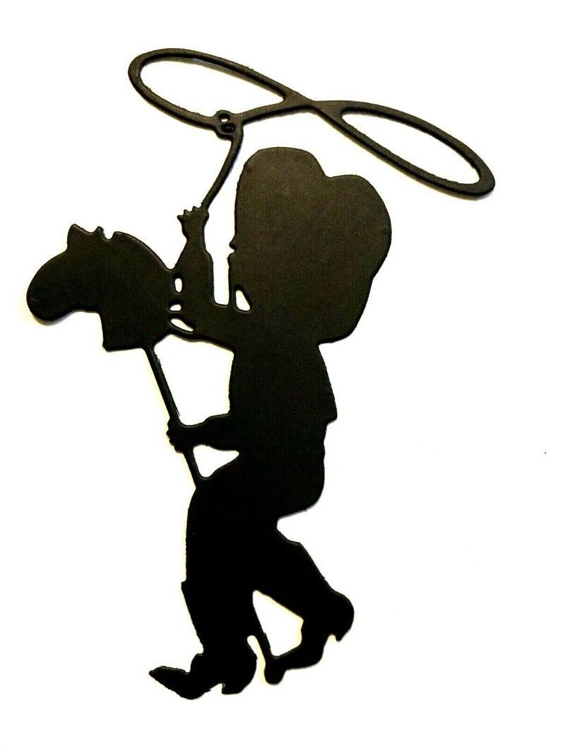 Little Boy RIDING A STICK HORSE Playing Cowboy Silhouette Die - Etsy