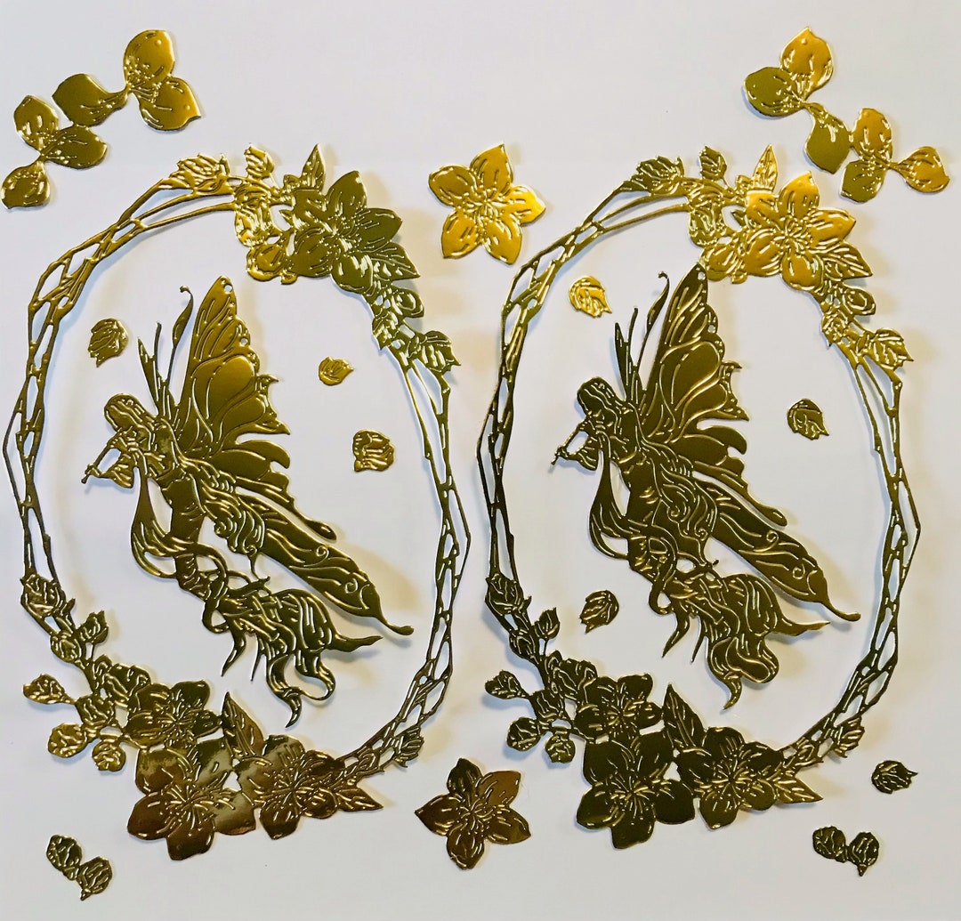 INTRICATE! Gold Tone! FAIRY/ Fairies "melody" Silhouette Die Cut, Cuts ...