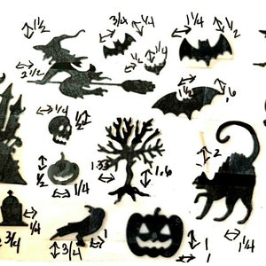 18 HALLOWEEN THEMED Silhouette Die Cut/ Cuts, WITCHES, Cats, Crows ...