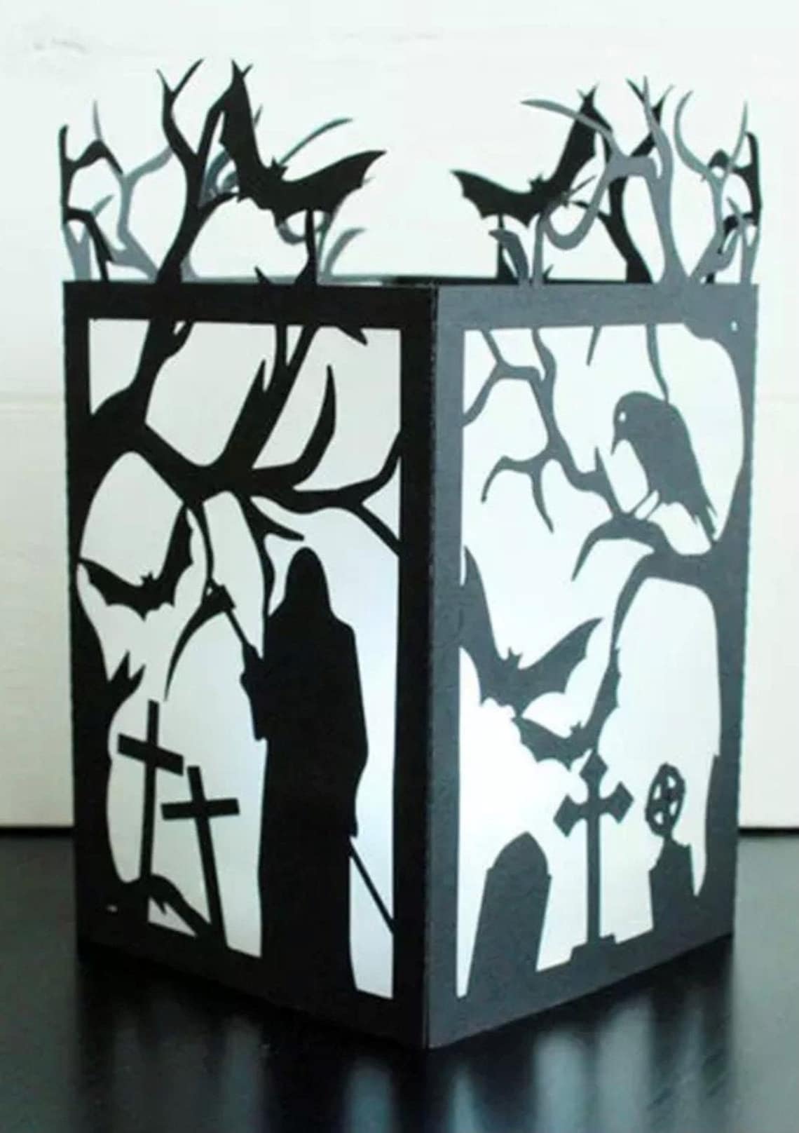 2 HALLOWEEN 3D Grim REAPER LANTERN Silhouette Die Cuts Make - Etsy