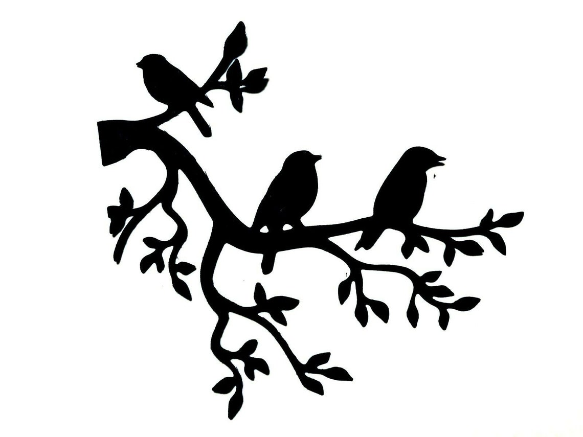 BIRD/ Birds PERCHED on TREE Branches Singing Silhouette Die - Etsy