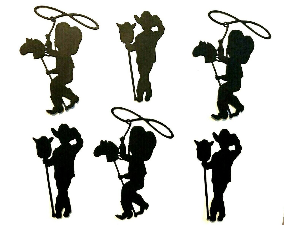 Little Boy RIDING A STICK HORSE Playing Cowboy Silhouette Die - Etsy