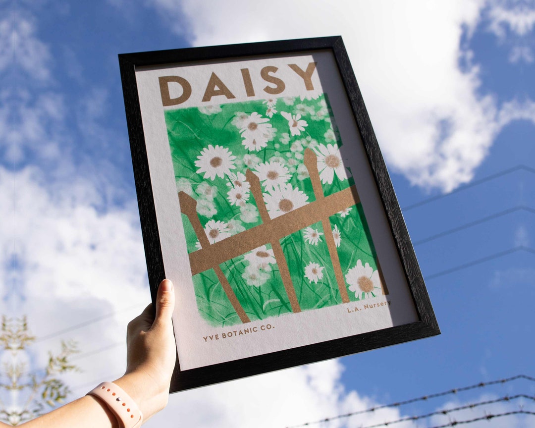 Metallic Gold Daisy Risograph Print: Floral Wall Art - Etsy