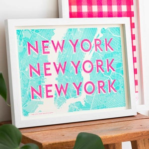 Custom Riso Typography Travel Map Print With Text Housewarming Print ...