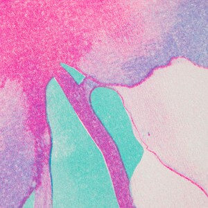 Drippy Flower Risograph Print: Pink, Mint, and Blue - Limited Edition ...