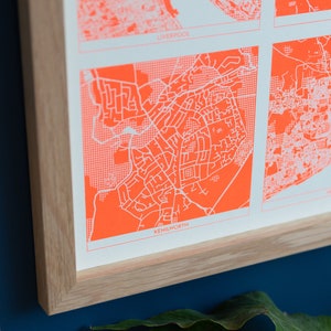 Multi Location Riso Print Four Map Print Risograph Wall Art - Etsy UK