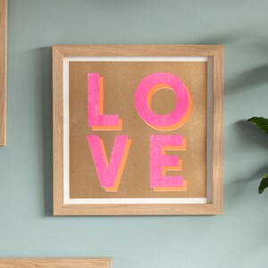 LOVE Letters Riso Print in Fluoro Pink, Metallic Gold and Fluoro Orange ...