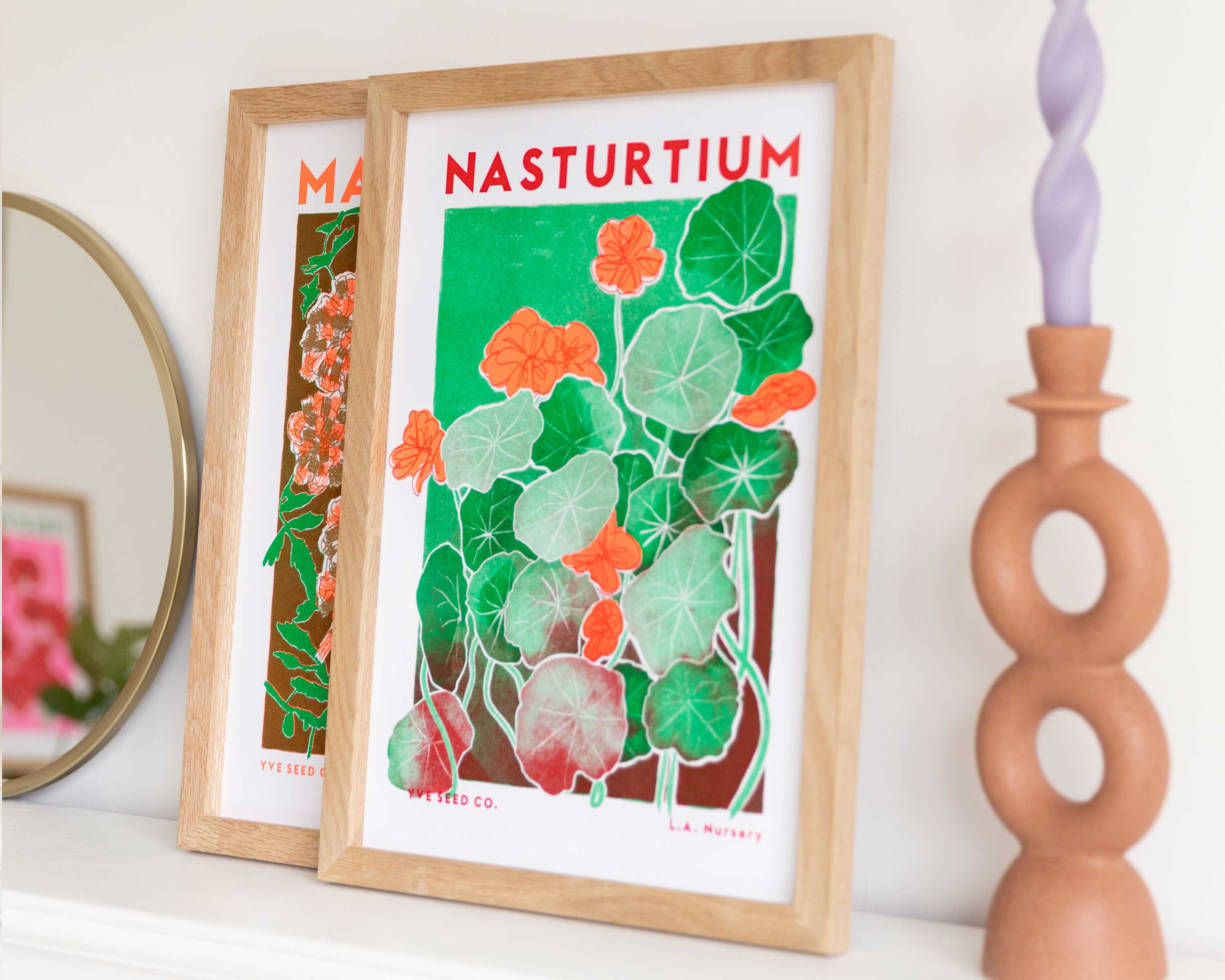 Nasturtium Flower Illustration Print Risograph Print - Etsy