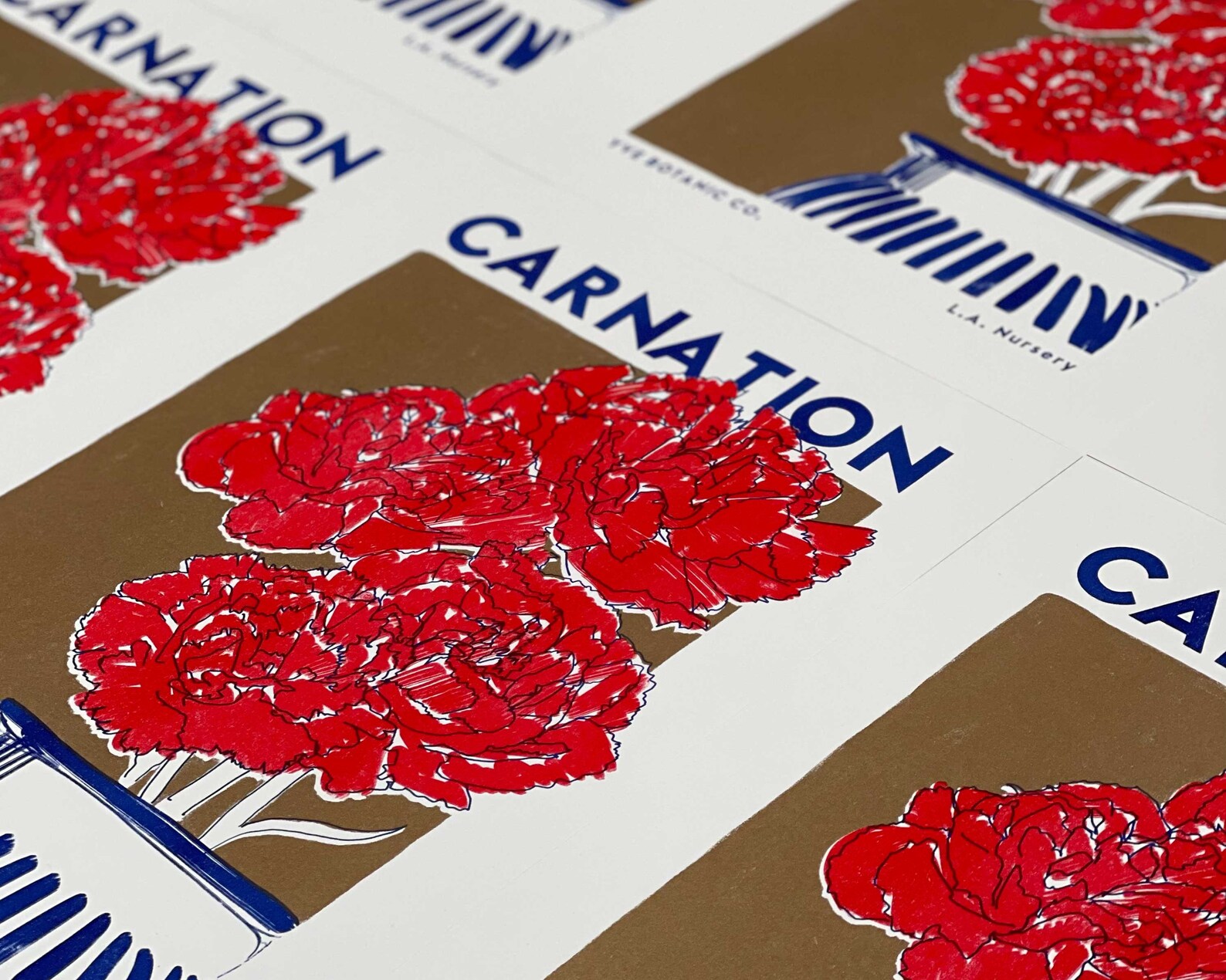 Carnation Illustration Print Risograph Print Carnations - Etsy
