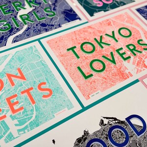 Custom Riso Typography Travel Map Print With Text Housewarming Print ...