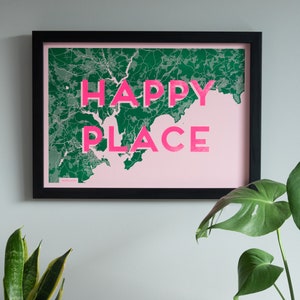 Custom Riso Typography Travel Map Print With Text Housewarming Print ...