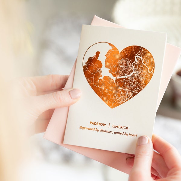 Heart Map Two Locations - Etsy