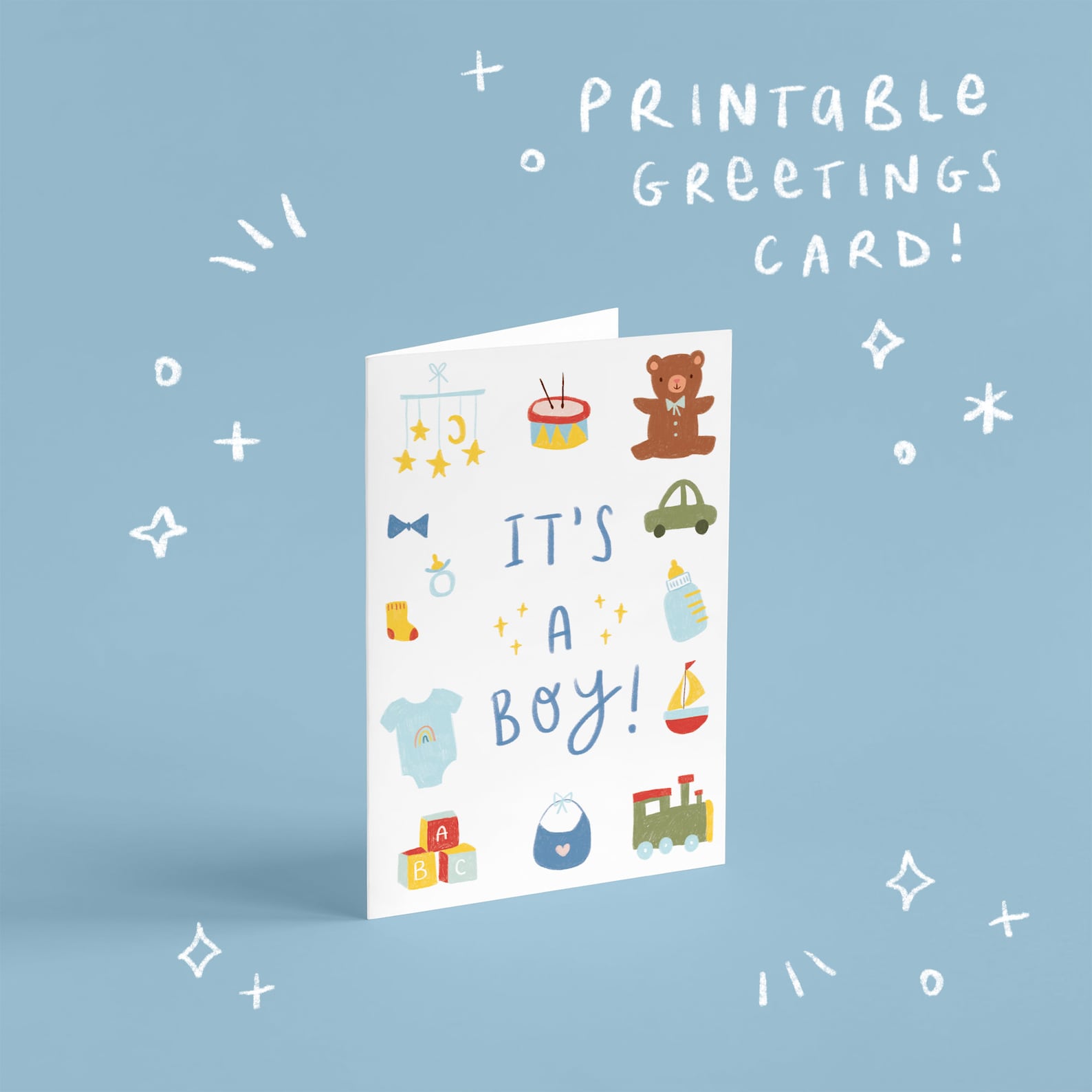 PRINTABLE New Baby Card It's a Boy Baby Boy Card New Baby Boy Card ...