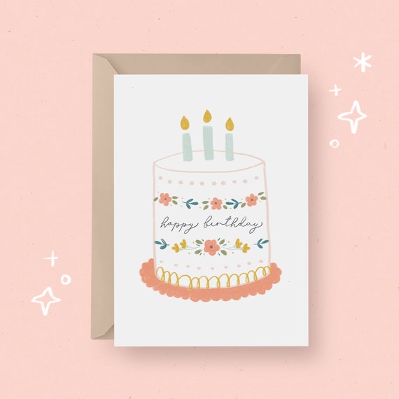 PRINTABLE Birthday Card Birthday Cake Card Instant Download - Etsy