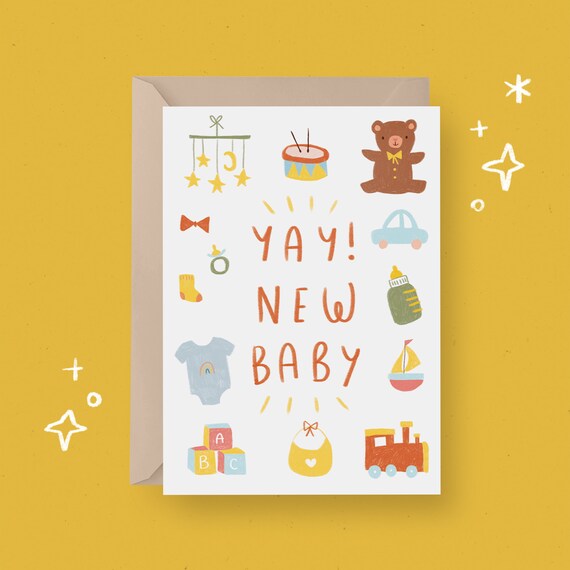 PRINTABLE New Baby Card Gender Neutral Baby Card Gender | Etsy