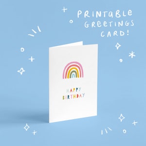 PRINTABLE Birthday Card Birthday Rainbow Card Instant Download Card ...
