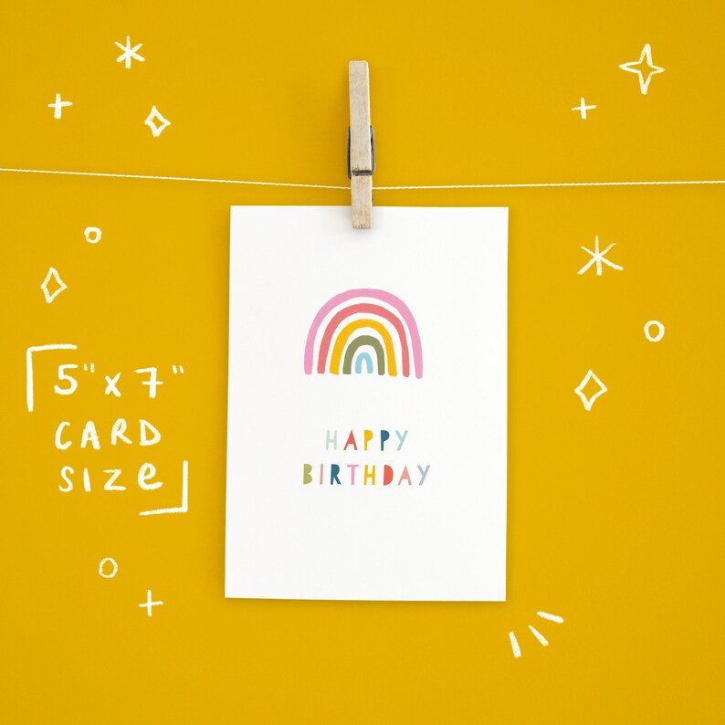 PRINTABLE Birthday Card Birthday Rainbow Card Instant Download Card ...
